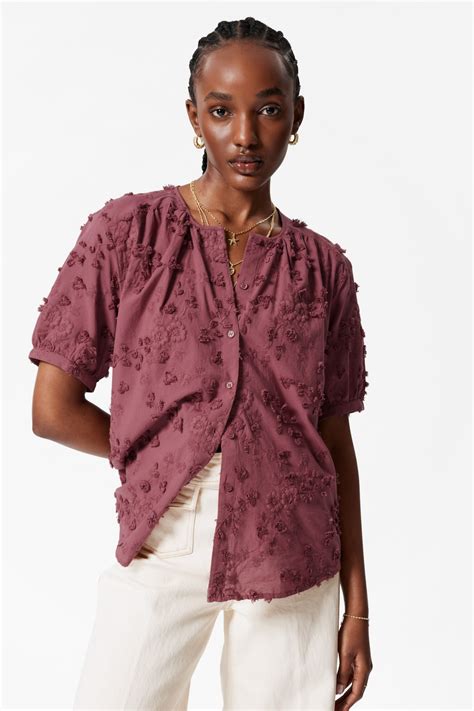 Oversized Puff Sleeve Blouse Mauve Ladies Handm Gb