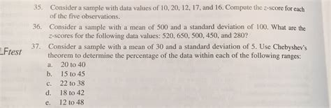 solved 35 consider a sample with data values of 10 20 12