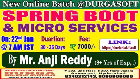 spring boot and micro services online training durgasoft youtube