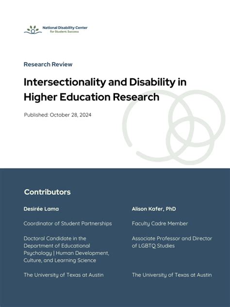 Intersectionality And Disability In Higher Education Research National Disability Center For
