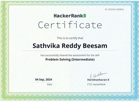 Sathvika Reddy Beesam On Linkedin Problemsolving Coding Hackerrank Continuouslearning