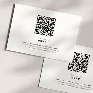 Editable Qr Code RSVP Card Template Minimalist Response Enclosure DIY Canva Design Customize