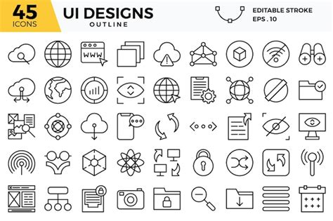 Premium Vector Ui Design Outline Icons Set