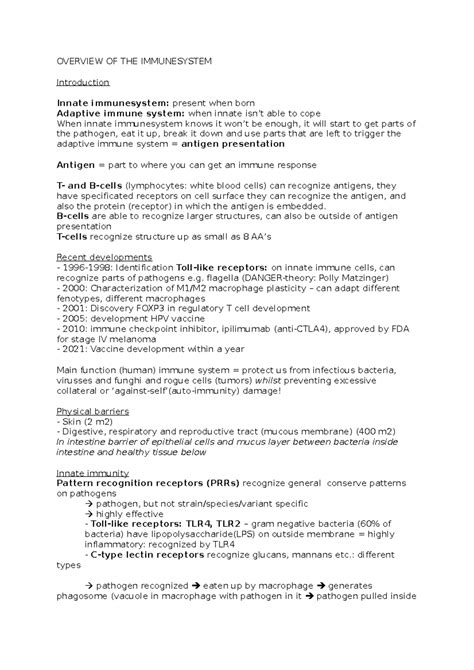 Lecture 1 Overview Of The Immune System OVERVIEW OF THE IMMUNESYSTEM Introduction Innate