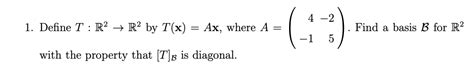 Solved 1 Define T R2R2 By T X Ax Where A 4125 Find Chegg Com