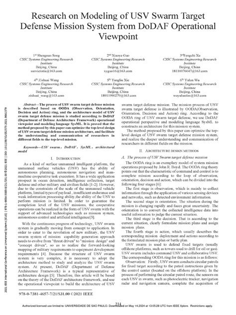 research on modeling of usv swarm target defense mission system from