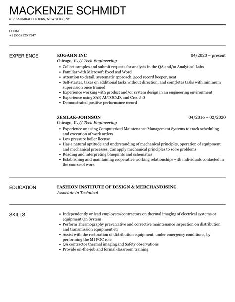 Tech Engineering Resume Samples Velvet Jobs