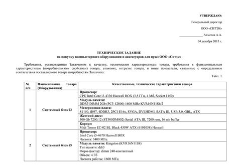 Образец технического задания