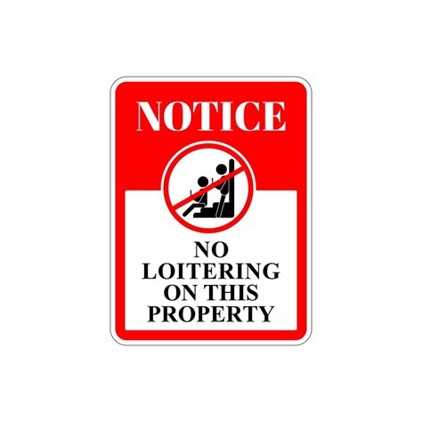 Portrait Round Plus Notice No Loitering On This Property Wall Or Door