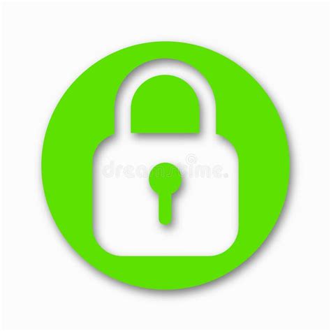 Green Padlock Icon Isolated On White Background Symbol Sign Lock Stock