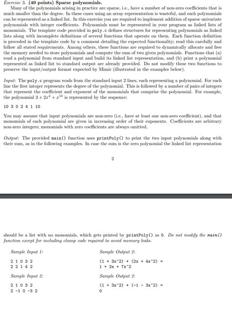 Exercise Points Sparse Polynomials Many Of Chegg