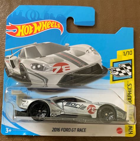 Hot Wheels 2016 Ford Gt Race Silver Con Ruedas Negras Tarjeta Corta Hw