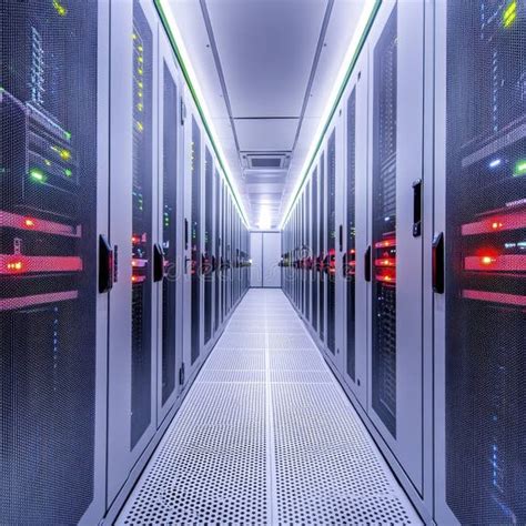 Data Center Server Room Infrastructure Modern High Tech Server Racks In A Secure Hosting