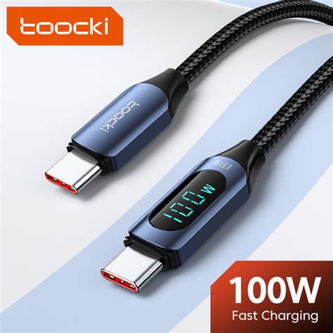 สาย USB C Toocki PD W พรอมจอแสดงผลขอมลดจตอล A ทชารจไฟรวดเรว USB USB Type C สายเคเบล