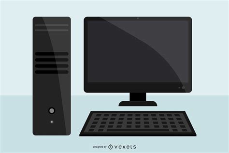 Black Desktop Computer Vector Download