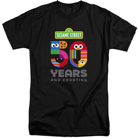 Sesame Street 50 Years Logo Ss Adult Tall 181 T Shirt Black