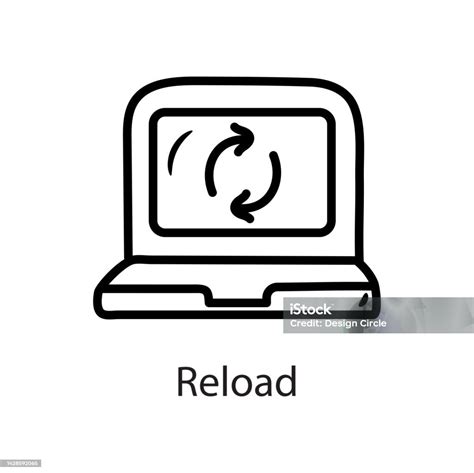 윤곽선 아이콘 디자인 그림을 다시 로드합니다 흰색 배경 Eps 10 파일의 데이터 기호 돌기에 대한 스톡 벡터 아트 및 기타