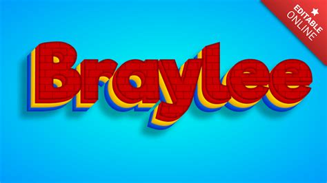 Braylee Red Bricks 3d Text Effect Generator