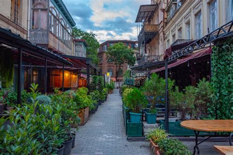 Sunrise View Of A Street In The Old Town Of Tbilisi Georgia Editorial