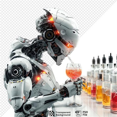Premium Psd Robotic Bartender Serves Cocktails With Premium Expertise