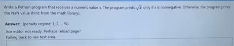 Solved Write A Python Program That Receives A Numeric Value