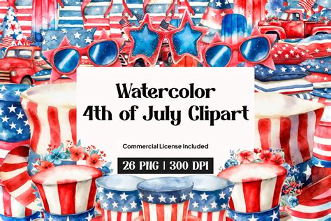 Watercolor 4th Of July Clipart Graphic By Inpixellstudio · Creative
