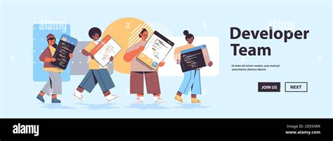 Mix Race Web Developers Creating Program Code Development Of Software