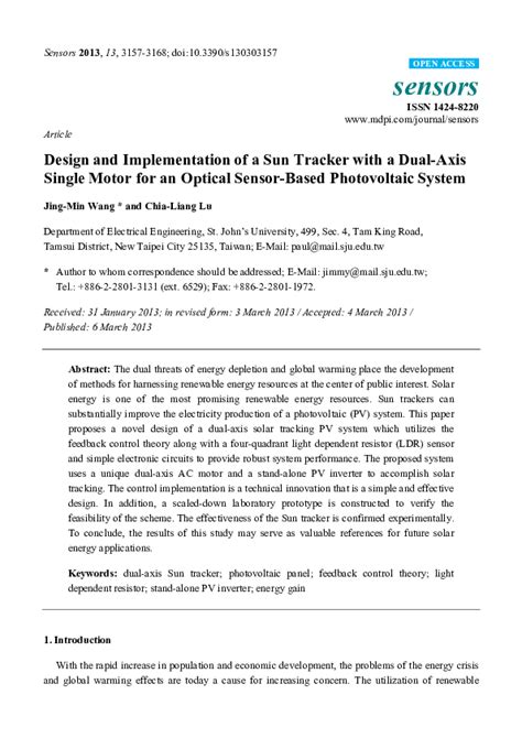 pdf design and implementation of a sun tracker with a dual axis