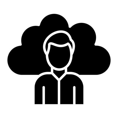 Premium Vector Cloud User Glyph Solid Black Illustration