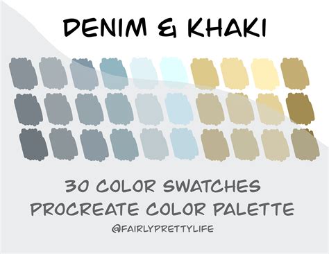 Denim And Khaki Color Palette Procreate Palette Color Swatch Etsy