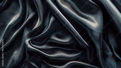 Luxurious Black Silk Fabric Texture Background With Elegant Folds And