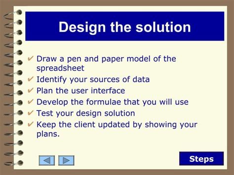 Organising And Dss Steps In Designing A Spreadsheet Solution Ppt Business Business And Finance