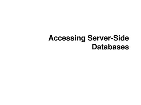 ppt database connectivity and server side scripting chapter 12