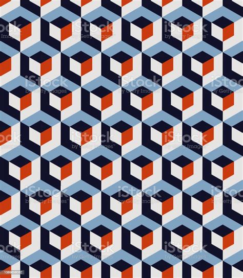 작은 규모 등각 큐브 광학 벡터 원활한 패턴 추상 적인 멀티 컬러 마이크로 기하학적 질감 현대 섬유 패션 프린트 레트로 스타일 향수 배경 3차원 형태에 대한 스톡 벡터 아트