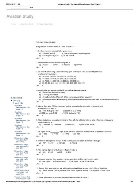 Aviation Regulation Qanda Paper 1 Pdf Visual Flight Rules Air