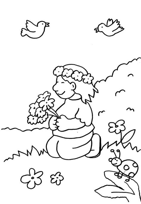 Dibujos De Ninas Con Flores Para Colorear