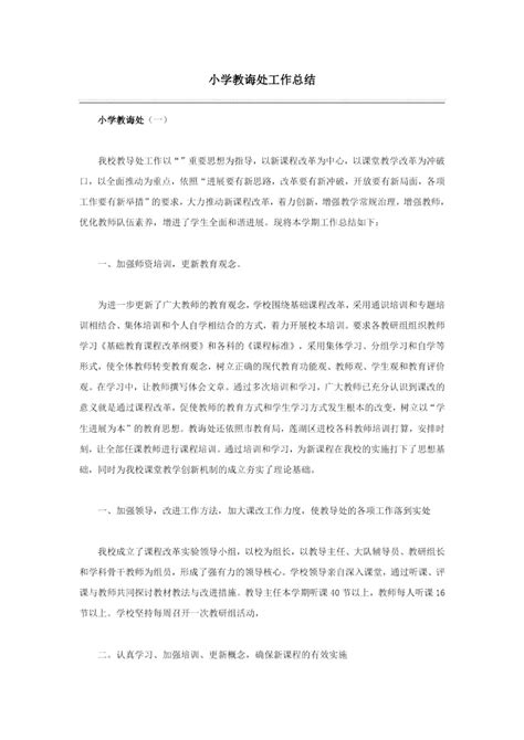 小学教诲处工作总结2