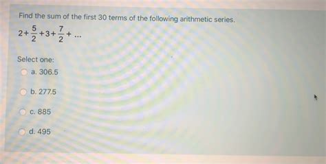 solved find the sum of the first 30 terms of the following