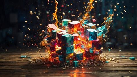 Premium Photo Exploding Minecraft Colorful Cubes Paint And Splashes Minecraft Colorful Blocks