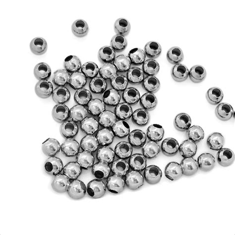 150 Stainless Steel 4mm Round Hollow Spacer Beads The Craft Armoury