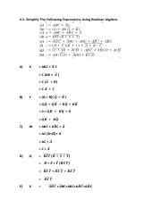 Simplify The Following Expressions Using Boolean Algebra Pdf Simplify The