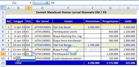 Membuat Nomor Jurnal Otomatis Untuk Buku Kas Kecil Dengan Rumus Excel Adh Excel Com Tutorial