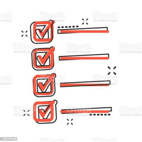 만화 스타일에서 아이콘 명부의 벡터 만화 검사 목록 작업 목록 표시 그림 그림 알림 비즈니스 스플래시 효과 개념입니다 리스트에 대한 스톡 벡터 아트 및 기타 이미지 Istock