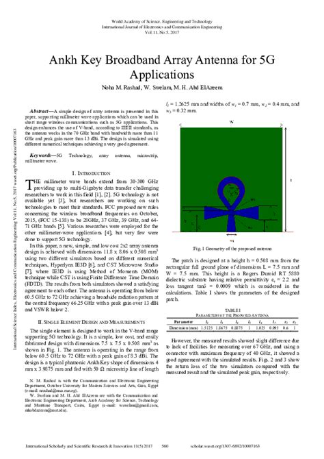 Pdf Ankh Key Broadband Array Antenna For 5g Applications