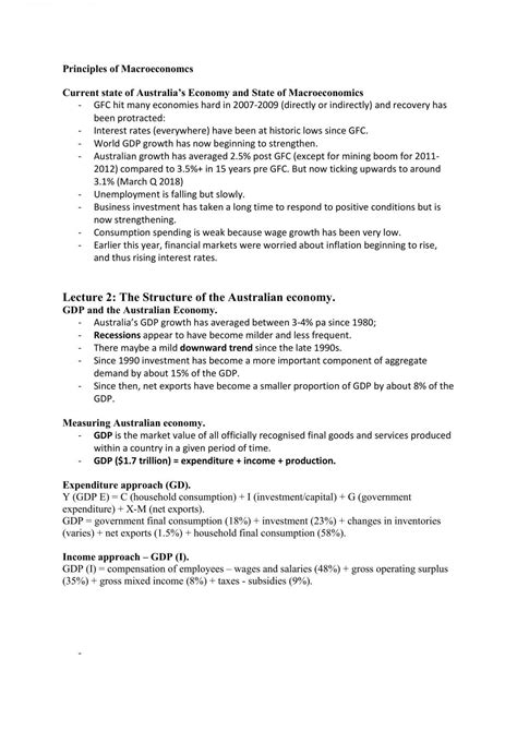 Macroeconomics Notes 23001 Principles Of Macroeconomics Uts Thinkswap