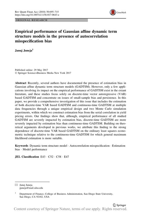 Empirical Performance Of Gaussian Affine Dynamic Term Structure Models