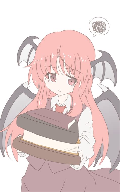 Aruha Hrnkz Koakuma Touhou Commentary Request Highres 1girl Bat Wings Book Book