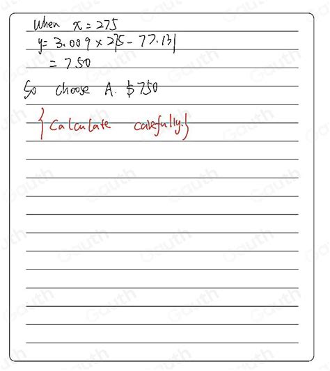 Solved Suppose The Linear Regression Line Y3009x 77131 Predicts A