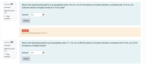 Solved Question 21 What Is The Experimental Yield In G Of Chegg Com