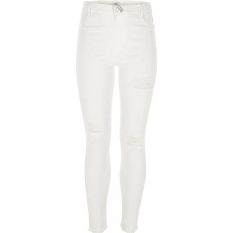 Girls White Amelie Ripped Skinny Jeans Jeggings Jeans Girls